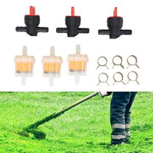 Aqur2020 G1/4 Gas Tank Shut Cut Off Valve Pump Filter Clamp Gas Kit for Garden Brush Cutter Lawn Mower Carburetor Strainer Polyester Screen Sediment Trapper System