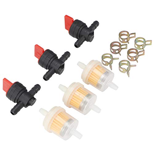 Aqur2020 G1/4 Gas Tank Shut Cut Off Valve Pump Filter Clamp Gas Kit for Garden Brush Cutter Lawn Mower Carburetor Strainer Polyester Screen Sediment Trapper System