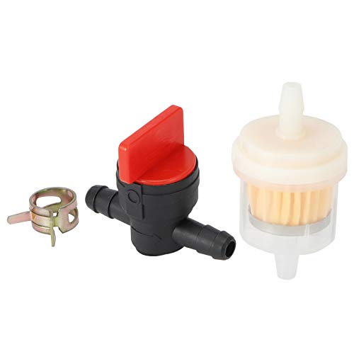 Aqur2020 G1/4 Gas Tank Shut Cut Off Valve Pump Filter Clamp Gas Kit for Garden Brush Cutter Lawn Mower Carburetor Strainer Polyester Screen Sediment Trapper System