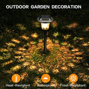 Flykul Solar Lights Outdoor, Auto Color Changing Solar Pathway Colorful Bright Glass Garden Lights,Waterproof Solar Powered Landscape Lights for Lawn Patio Courtyard Walkway Yard (Warm White)