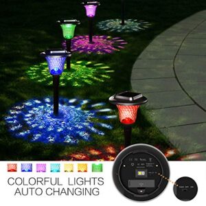 Flykul Solar Lights Outdoor, Auto Color Changing Solar Pathway Colorful Bright Glass Garden Lights,Waterproof Solar Powered Landscape Lights for Lawn Patio Courtyard Walkway Yard (Warm White)