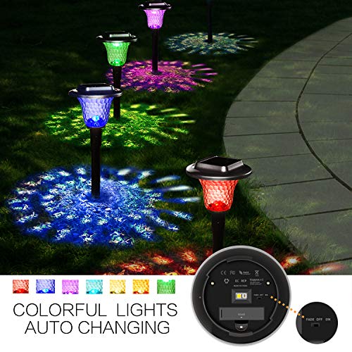 Flykul Solar Lights Outdoor, Auto Color Changing Solar Pathway Colorful Bright Glass Garden Lights,Waterproof Solar Powered Landscape Lights for Lawn Patio Courtyard Walkway Yard (Warm White)