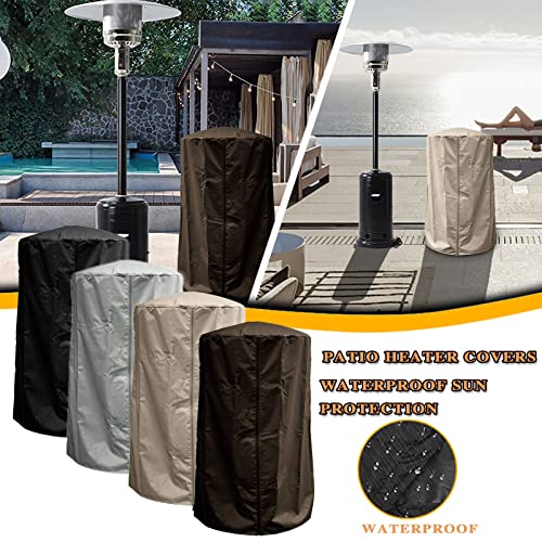 Patio Heater Covers, Propane Heater Covers for Outdoor Garden Waterproof Wind-Resistant Dustproof Oxford Coated Fabric Heavy Duty for All Weather Protection (Beige)