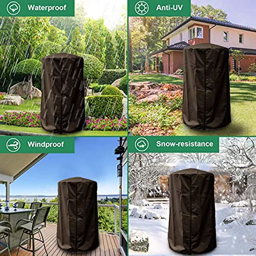 Patio Heater Covers, Propane Heater Covers for Outdoor Garden Waterproof Wind-Resistant Dustproof Oxford Coated Fabric Heavy Duty for All Weather Protection (Beige)