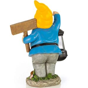 VP Home Welcome Gnome with Lantern Solar Powered LED Outdoor Decor Garden Light (Yellow Hat) Welcome gnome Statues Outdoor gnome Decor Funny Figurine Decor for Outside Patio, Yard, Lawn