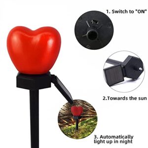 COCEQUC Valentine's Day Solar Stake Lights Red Heart Waterproof Lights Landscape Garden LED Heart Light Warm White Solar Pathway Lights Patio Lawn Outdoor Solar Lights for Walkway Backyard Decoration