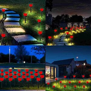 COCEQUC Valentine's Day Solar Stake Lights Red Heart Waterproof Lights Landscape Garden LED Heart Light Warm White Solar Pathway Lights Patio Lawn Outdoor Solar Lights for Walkway Backyard Decoration