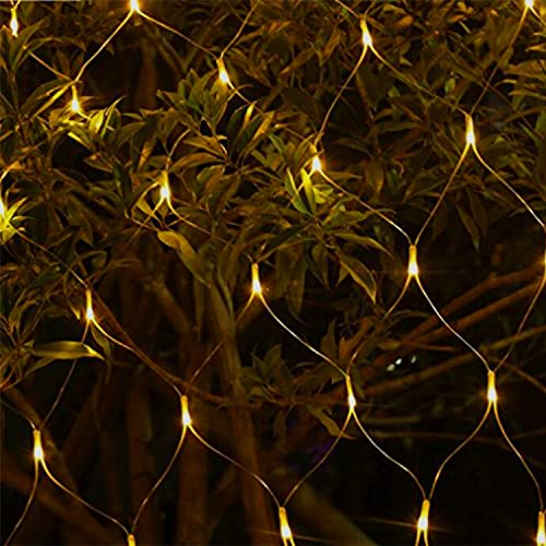 9.8FT x 6.6FT 198 LED Net Lights, Connectable 8 Lighting Twinkle Modes Mesh Lights for Christmas Outdoor Patio Garden Bush Fence Decorations (Warm White)