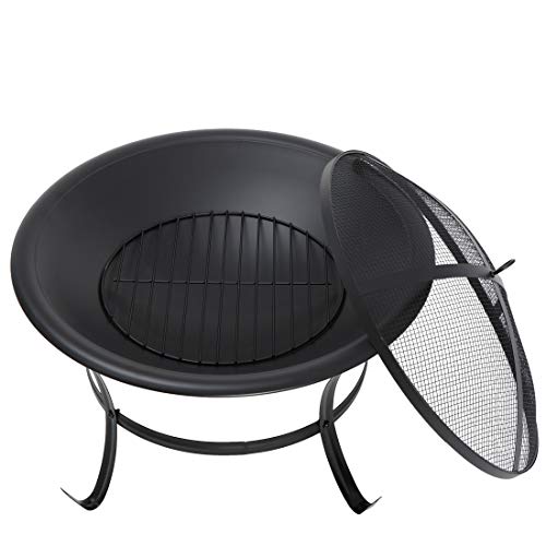 Saicool 22 Inches Portable Fire Pit for Outside Outdoor Wood Burning Patio Steel Fire Pit Bowl BBQ Grill for Camping Backyard Tailgating, Hunting Deck Picnic Porch Garden