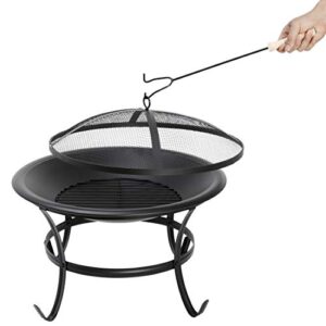 Saicool 22 Inches Portable Fire Pit for Outside Outdoor Wood Burning Patio Steel Fire Pit Bowl BBQ Grill for Camping Backyard Tailgating, Hunting Deck Picnic Porch Garden