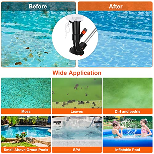 PooLuck Upgraded Portable Pool Vacuum Jet Underwater Cleaner W/Brush Bag, 5 Section Pole Handheld Portable Pool Vacuum Swimming Pool Mini Jet Vacuum Pool Cleaner Spa Jet Vac for Above Ground Pool