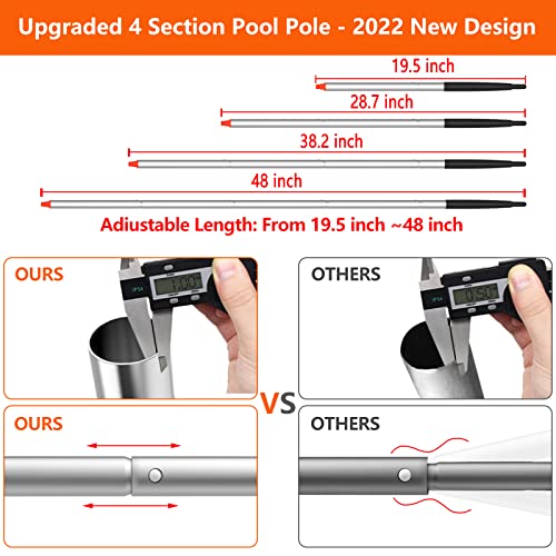 PooLuck Upgraded Portable Pool Vacuum Jet Underwater Cleaner W/Brush Bag, 5 Section Pole Handheld Portable Pool Vacuum Swimming Pool Mini Jet Vacuum Pool Cleaner Spa Jet Vac for Above Ground Pool