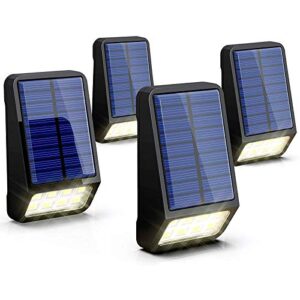 lohas led solar fence lights outdoor, ip65 waterproof solar deck lights, super bright 6000k solar wall lights, auto on/off solar lights, ideal for patio, front door, backyard, garage, garden, 4 pack