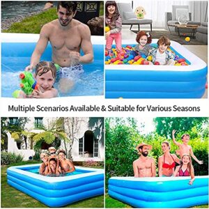 Kaolala Inflatable Pool Kiddie Pool, Family Swim Center Rectangular Swimming Pools for Kids, Adults, Babies, Toddlers, Outdoor, Backyard, Garden, Summer Party (43inchX35inchX18inch), 110cmX90cmX46CM