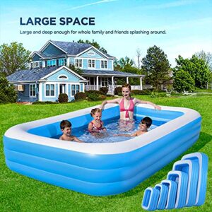 Kaolala Inflatable Pool Kiddie Pool, Family Swim Center Rectangular Swimming Pools for Kids, Adults, Babies, Toddlers, Outdoor, Backyard, Garden, Summer Party (43inchX35inchX18inch), 110cmX90cmX46CM