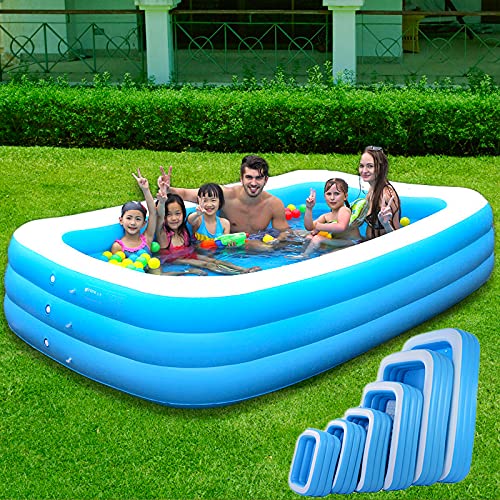 Kaolala Inflatable Pool Kiddie Pool, Family Swim Center Rectangular Swimming Pools for Kids, Adults, Babies, Toddlers, Outdoor, Backyard, Garden, Summer Party (43inchX35inchX18inch), 110cmX90cmX46CM