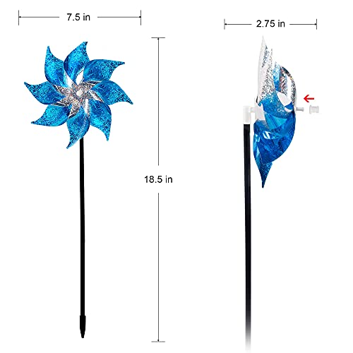 Hausse 30 Pack Reflectors Scare Rods & 10 Pack Reflective Pinwheels with Stakes, Blue