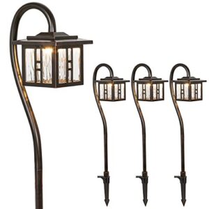 hykolity low-voltage outdoor integrated led landscape lighting, 3w 185lm oil-rubbed bronze pathway light for yard lawn, die-cast aluminum construction, 4-pack, etl listed, 15-year lifespan