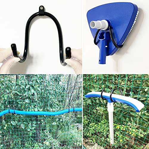 2/PK Pool Tool and Garage Tool Organizer - Wall Mounted or Mount to the fence, Adjustable Storage Utility Hooks, for Store Garden Tools, Poles, Brushes, Nets, Vacuum Heads,Leaf Rakes, Skimmers, Hoses, Shovel