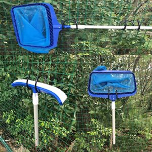 2/PK Pool Tool and Garage Tool Organizer - Wall Mounted or Mount to the fence, Adjustable Storage Utility Hooks, for Store Garden Tools, Poles, Brushes, Nets, Vacuum Heads,Leaf Rakes, Skimmers, Hoses, Shovel