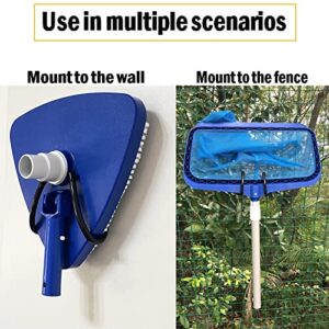 2/PK Pool Tool and Garage Tool Organizer - Wall Mounted or Mount to the fence, Adjustable Storage Utility Hooks, for Store Garden Tools, Poles, Brushes, Nets, Vacuum Heads,Leaf Rakes, Skimmers, Hoses, Shovel