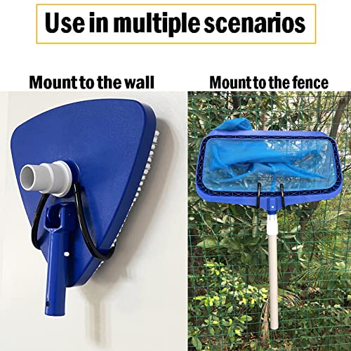 2/PK Pool Tool and Garage Tool Organizer - Wall Mounted or Mount to the fence, Adjustable Storage Utility Hooks, for Store Garden Tools, Poles, Brushes, Nets, Vacuum Heads,Leaf Rakes, Skimmers, Hoses, Shovel