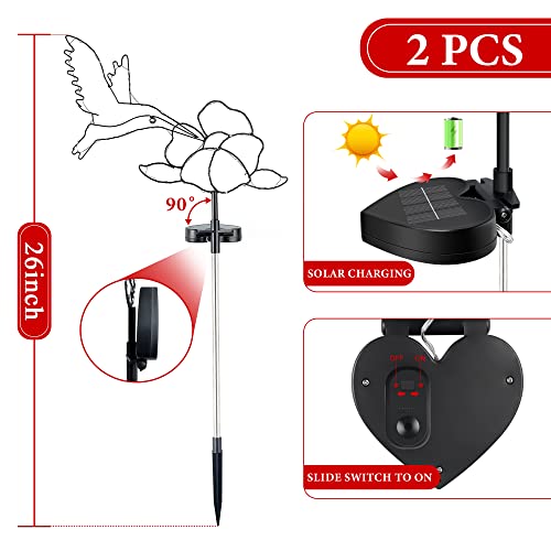 Woohaha Solar Pathway Lights Outdoor,2PACK 26inch Hummingbird Solar Copper Lights with 8 Modes,Solar Garden Lights,Solar Walkway Lights for Garden, Landscape, Path, Yard, Patio, Driveway(Hummingbird)