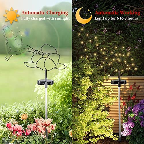 Woohaha Solar Pathway Lights Outdoor,2PACK 26inch Hummingbird Solar Copper Lights with 8 Modes,Solar Garden Lights,Solar Walkway Lights for Garden, Landscape, Path, Yard, Patio, Driveway(Hummingbird)