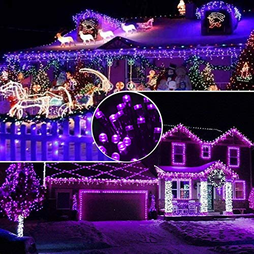 LuGlint Solar Christmas Lights, 2 Pack 100 LED Solar String Lights Outdoor,8 Modes Solar Decorative Lights for Indoor/Outdoor Tree,Patio,Garden, Christmas,Halloween,Wedding Party Decor (Purple)