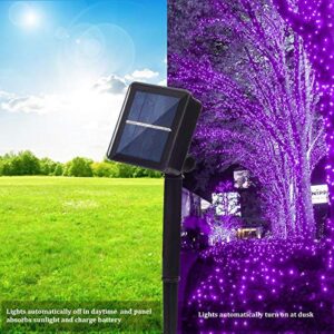 LuGlint Solar Christmas Lights, 2 Pack 100 LED Solar String Lights Outdoor,8 Modes Solar Decorative Lights for Indoor/Outdoor Tree,Patio,Garden, Christmas,Halloween,Wedding Party Decor (Purple)