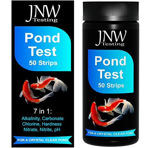 Pond Test Strips - 7-1 Pond Water Testing Kit with Ebook - Pond pH Test Kit with 50 Quick and Accurate Fish Tank Test Strips - 50 Test Strips by JNW Direct