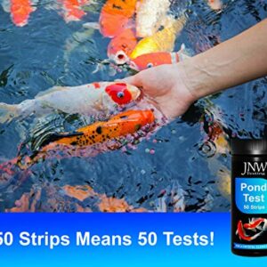 Pond Test Strips - 7-1 Pond Water Testing Kit with Ebook - Pond pH Test Kit with 50 Quick and Accurate Fish Tank Test Strips - 50 Test Strips by JNW Direct