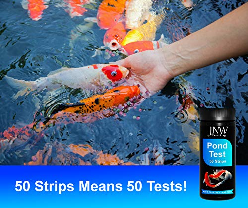 Pond Test Strips - 7-1 Pond Water Testing Kit with Ebook - Pond pH Test Kit with 50 Quick and Accurate Fish Tank Test Strips - 50 Test Strips by JNW Direct