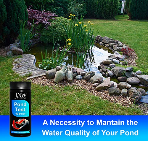 Pond Test Strips - 7-1 Pond Water Testing Kit with Ebook - Pond pH Test Kit with 50 Quick and Accurate Fish Tank Test Strips - 50 Test Strips by JNW Direct