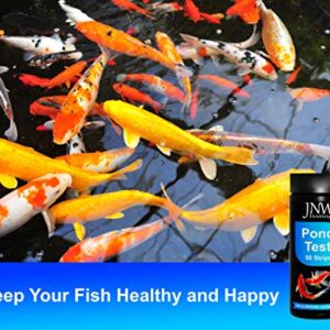 Pond Test Strips - 7-1 Pond Water Testing Kit with Ebook - Pond pH Test Kit with 50 Quick and Accurate Fish Tank Test Strips - 50 Test Strips by JNW Direct