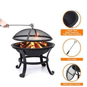 LDCHNH 22inch BBQ Grill Outdoor Wood Burning Fire Pit Stove Garden Patio Wood Log Barbecue Grill Cooking Tools Outdoor Camping