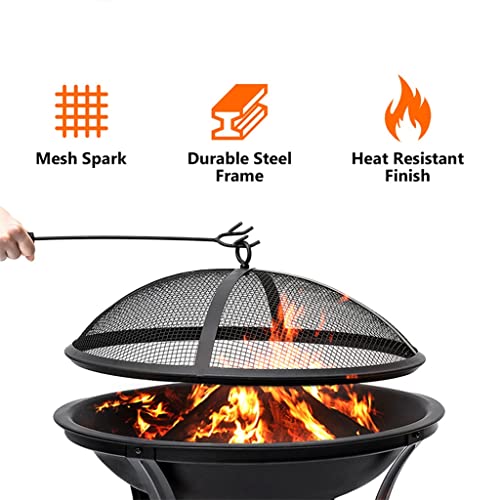 LDCHNH 22inch BBQ Grill Outdoor Wood Burning Fire Pit Stove Garden Patio Wood Log Barbecue Grill Cooking Tools Outdoor Camping