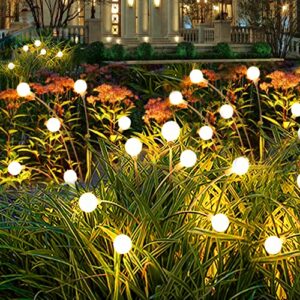 solar garden firefly lights outdoor: starburst swaying led solar decorative lights stick – garden firefly solar powered lights waterproof – swaying fireflies solar lights for yard (warm white, 2 pcs)