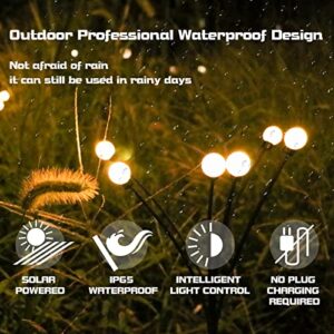 Solar Garden Firefly Lights Outdoor: Starburst Swaying LED Solar Decorative Lights Stick - Garden Firefly Solar Powered Lights Waterproof - Swaying Fireflies Solar Lights for Yard (Warm White, 2 PCS)