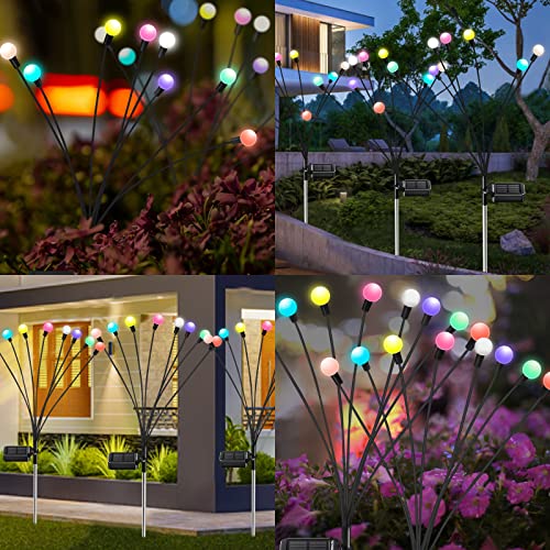 GARPER Solar Garden Lights – High Flexibility Starburst Swaying Lights - Upgraded 2 Modes Solar Lights Outdoor Waterproof, Color Changing Solar Firefly Lights for Yard Pathway Patio Garden Decoration