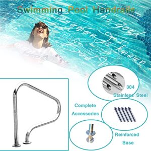 BTZHY Swimming Pool Handrails, 304 Stainless Steel Safety Handle, Humanized Pool Railings for Garden Backyard Pools Easy to Install (1PCS)