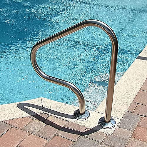 Antourlamm Pool Hand Rail, Floor-Mounted Railings, 1PCS Swimming Pool Safety Anti-Slip Handrails, Inground Pool Entry Grab Bar for Garden Backyard Water Parks