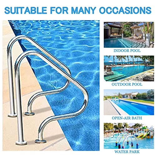 Antourlamm Pool Hand Rail, Floor-Mounted Railings, 1PCS Swimming Pool Safety Anti-Slip Handrails, Inground Pool Entry Grab Bar for Garden Backyard Water Parks