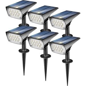 conerife solar spot lights outdoor, 6 pack solar outdoor lights waterproof, ip65 wireless wall lights, dark sensing on/off for garden driveway walkway