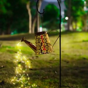 2 Pack Solar Lights Outdoor Garden Decor, Solar Watering Can with Cascading Lights, Large Hanging Lantern Waterproof, Outdoor Decorations Fairy Lights for Patio Lawn Yard Art Clearance Court Pathway