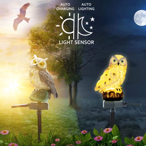 SmilingTown 2 Packs Owl Solar Lights Outdoor Figurine Lights Owl Decor Solar LED Lights Garden Decoration with Stake Waterproof for Lawn Pathway Yard Patio Owl Gift Ideas