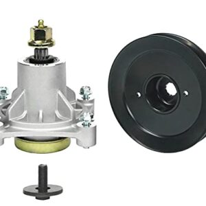 OKH New Parts 174356 Spindle Assembly with Pulley Replace 532174356 82-015 285-108 11014 GT2248 GTH2248 GTH2548 YTH1848XP YTH2748 Jonsered 532174358 LT19A LT2119A LT2122A Pulley 539113962