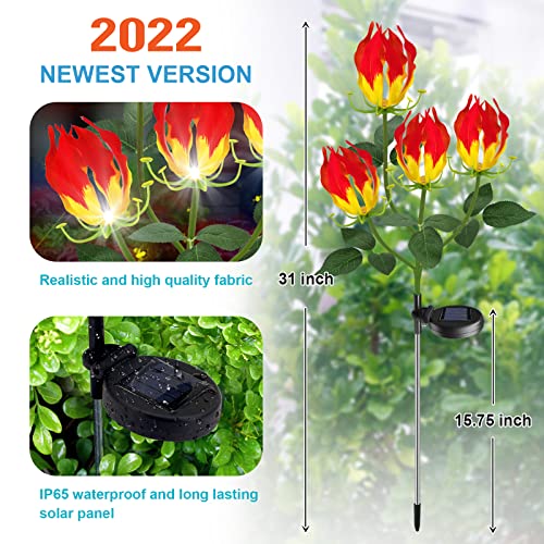 TYNLED Solar Garden Lights, Newest Version Garland Lily Solar Flower Lights Outdoor Solar Powered Stake Decorative Lights for for Garden, Pathway, Patio, Front Yard Outdoor Decoration