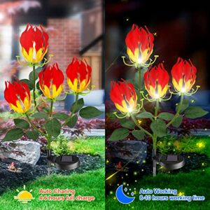 TYNLED Solar Garden Lights, Newest Version Garland Lily Solar Flower Lights Outdoor Solar Powered Stake Decorative Lights for for Garden, Pathway, Patio, Front Yard Outdoor Decoration