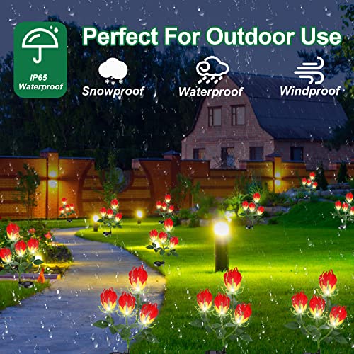 TYNLED Solar Garden Lights, Newest Version Garland Lily Solar Flower Lights Outdoor Solar Powered Stake Decorative Lights for for Garden, Pathway, Patio, Front Yard Outdoor Decoration